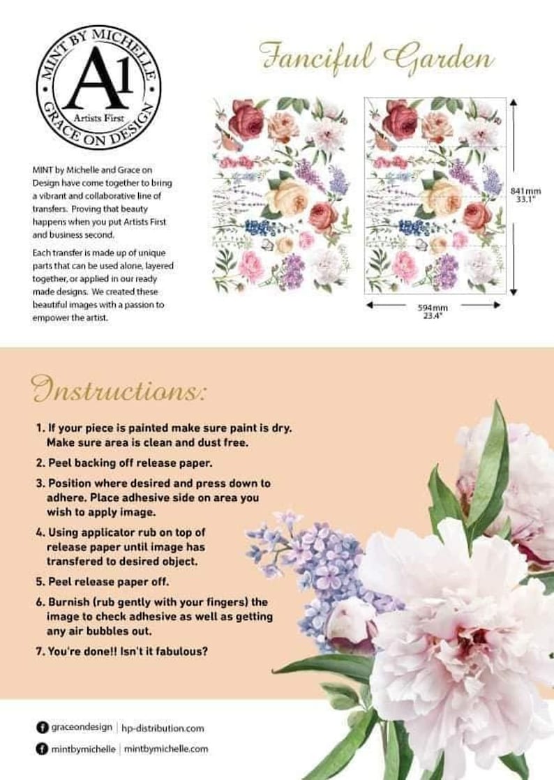 FANCIFUL GARDEN Transfer- A1 Transfers, Grace on Design , Mint by ...