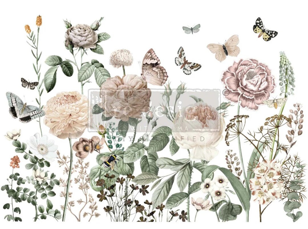 ALL THE FLOWERS, Rub on Transfers for Furniture, Furniture Decals ...