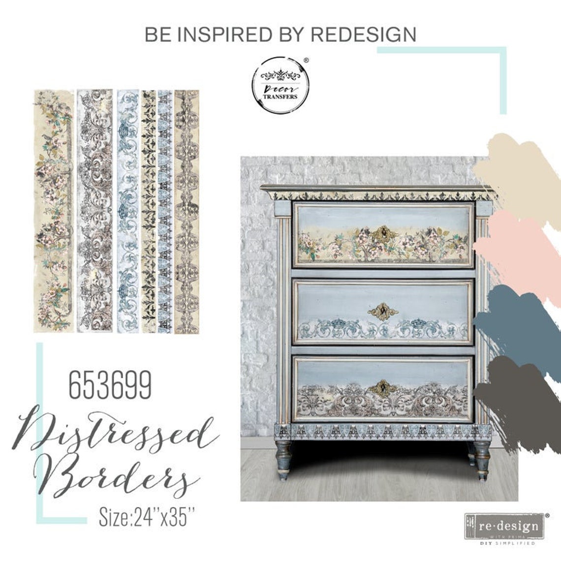 DISTRESSED BORDERS Rub on Transfers for Furniture Furniture - Etsy