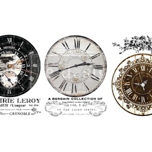 NEW "vintage Clocks", 3 Sheets - Each 8.5x11" , Rub on Transfers for ...
