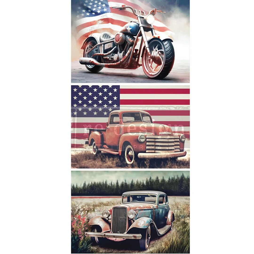 ALL AMERICAN | Re-design With Prima A3 Decoupage Fiber Paper | 11.7" X ...