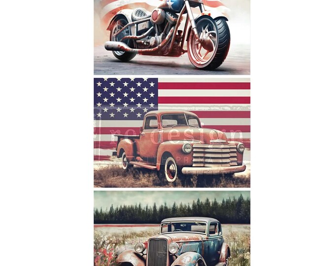 ALL AMERICAN Re-design With Prima A3 Decoupage Fiber Paper 11.7 X 16.5 ...