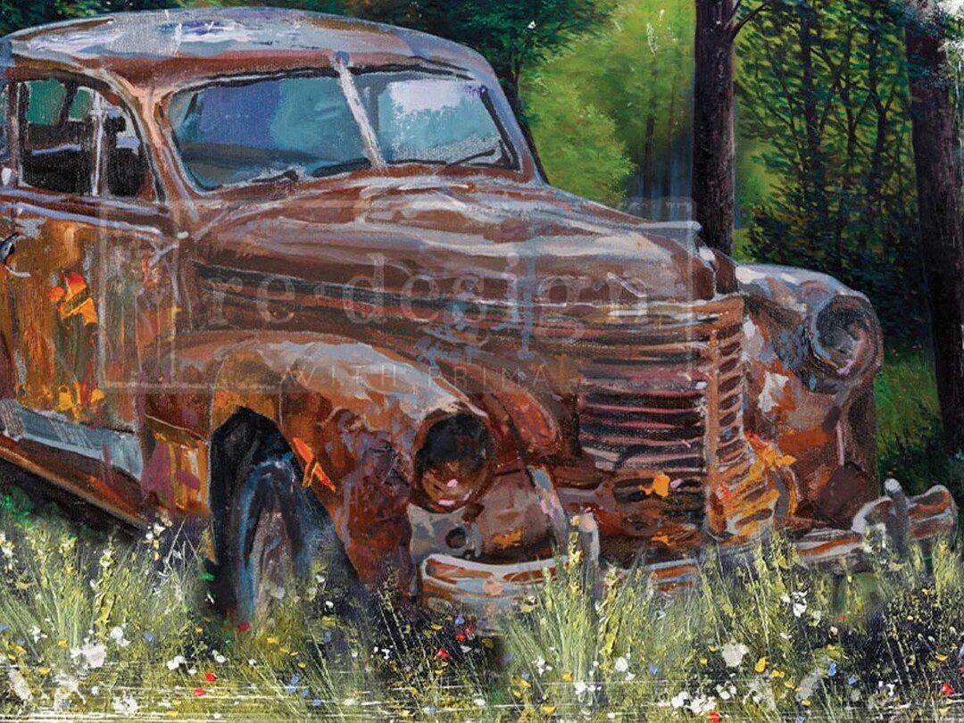 THIS RUSTY CAR - Re-design With Prima Decoupage Rice Paper - A1 ...