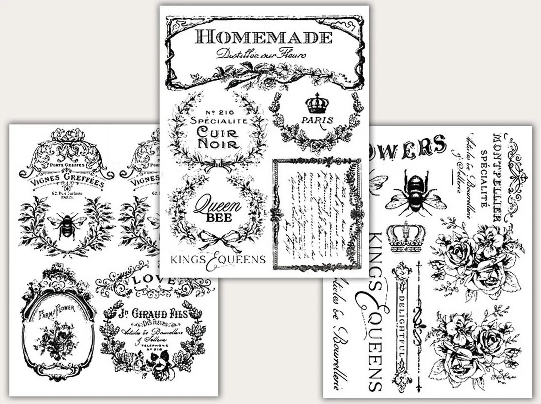 FRENCH LABELS 3 Sheets Each 8.5x11 Rub on Transfers - Etsy