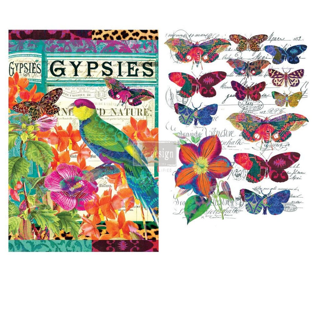 BOHO Bird Butterfly, Rub on Transfers for Furniture, Furniture Decals ...