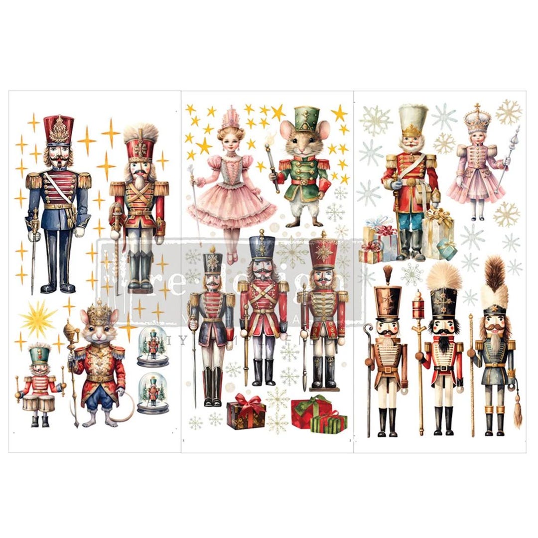 NUTCRACKER CHRISTMAS | 3 Sheets | 6"x12" | Rub on Transfers | Decals ...