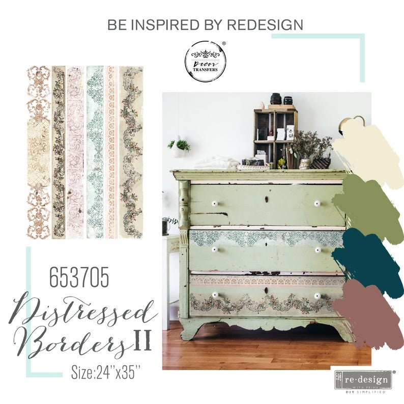 DISTRESSED BORDERS II, Rub on Transfers for Furniture, Furniture Decals ...