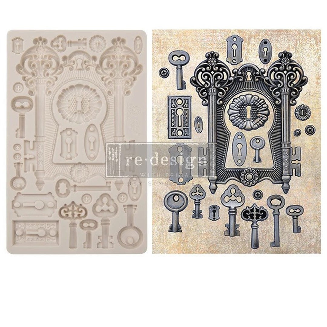 Re-design With Prima "locks AND Keys" 5 X 8 Mould, Home Decor, Stencils ...