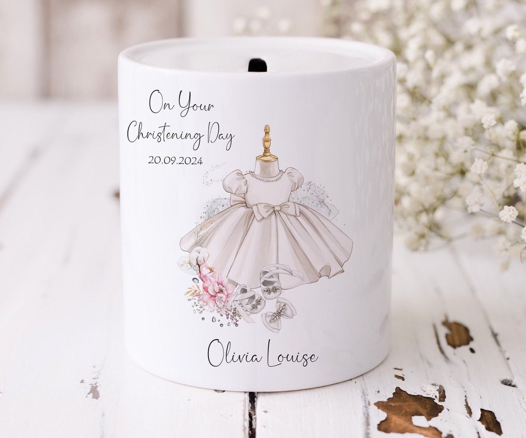 Personalised Christening Money Box, Christening Keepsake, Ceramic Money ...