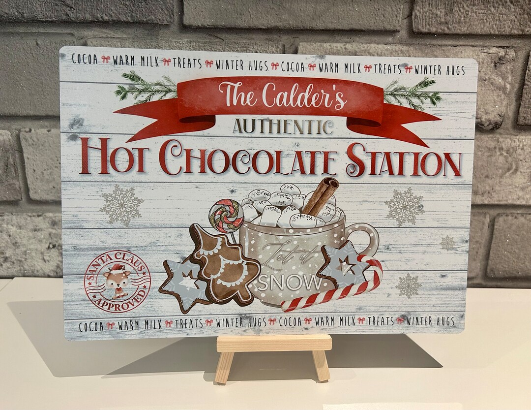 Hot Chocolate Station Sign and Easel, Personalised Family Hot Chocolate ...