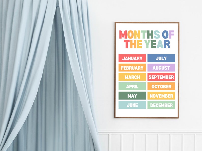 Months of the Year Printable - Nursery / Classroom Printable - Etsy