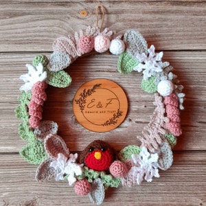 Winter Wreath, Crochet Winter Wreath, Door Wreath, Frosty Wreath ...