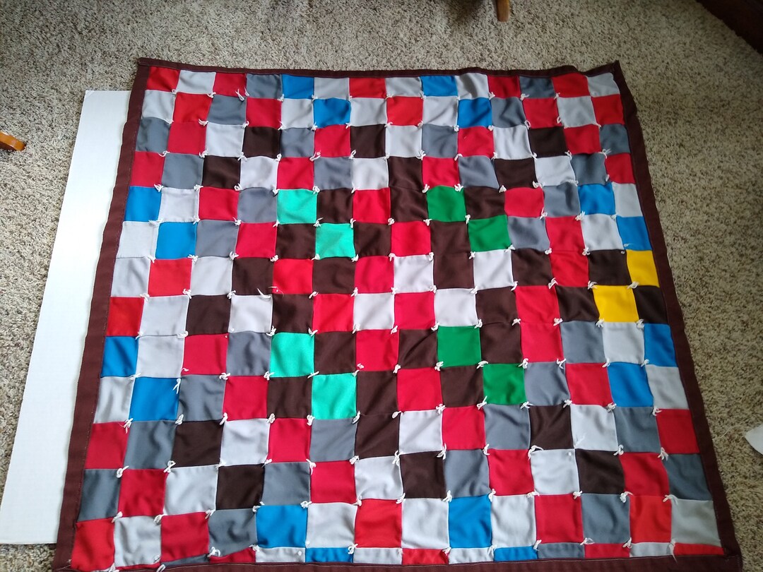 Vintage Handmade Double Knit Block Quilt 44 X 40.5 - Etsy
