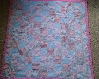 Pink and Blue Quilt | Etsy