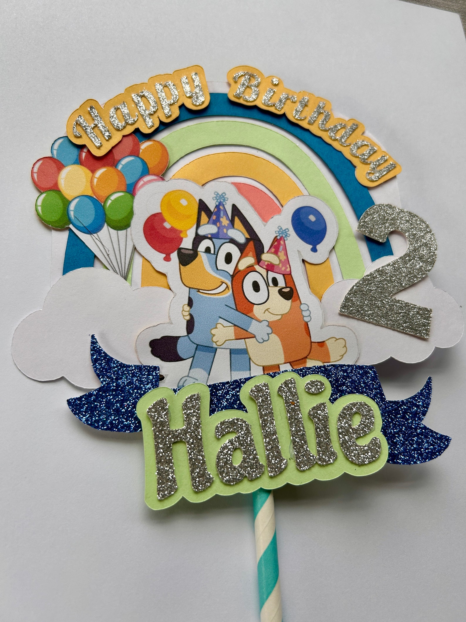 Cartoon Bluey Personalised Cake Topper - Etsy