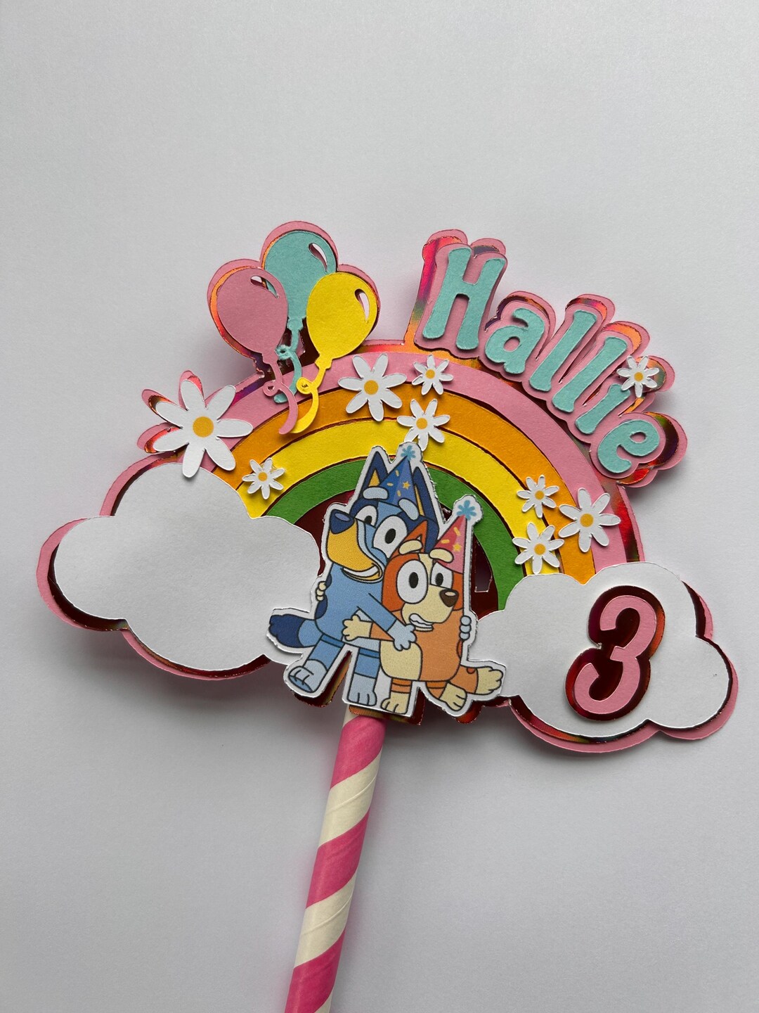Cartoon Bluey Personalised Cake Topper - Etsy