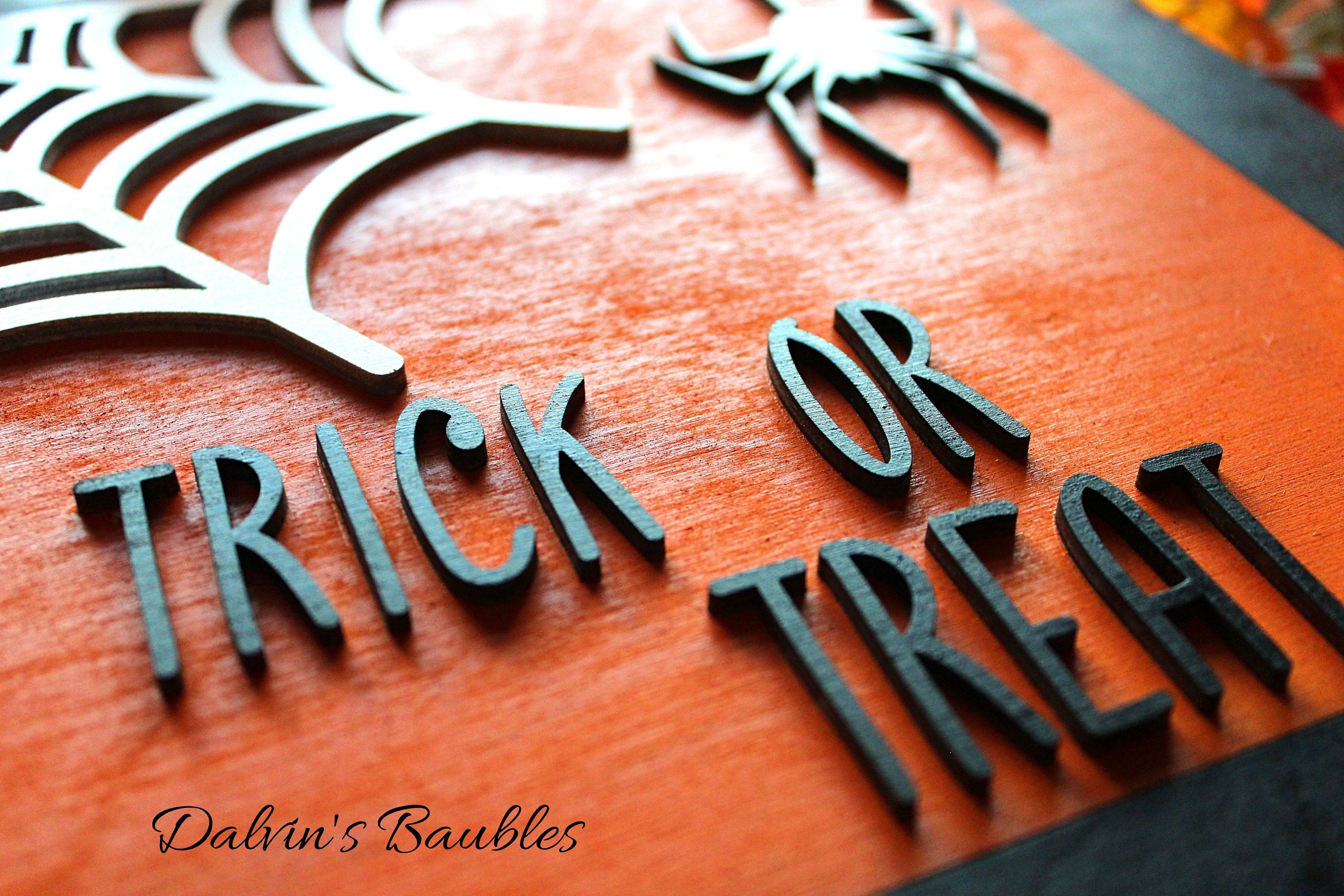 Treat or treat laser cut sign halloween signs Halloween | Etsy