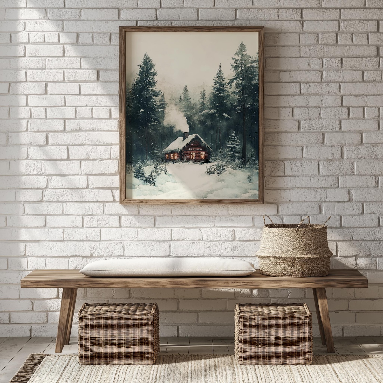 Cozy Winter Cabin in Snowy Forest - Rustic Cottagecore Printable Wall ...