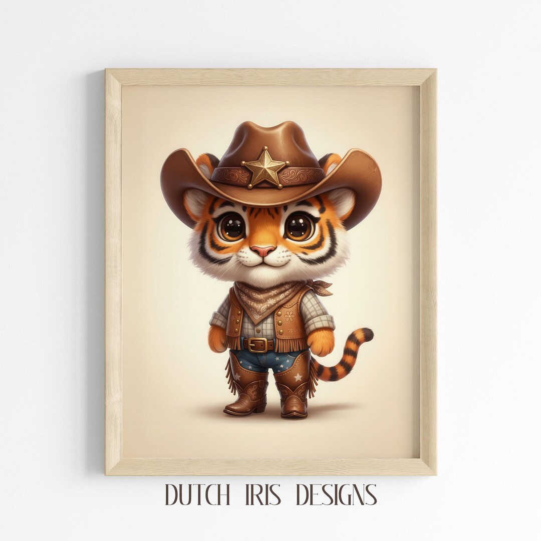 Rustic Cowboy Tiger Printable Art - Playful Western-inspired Nursery ...