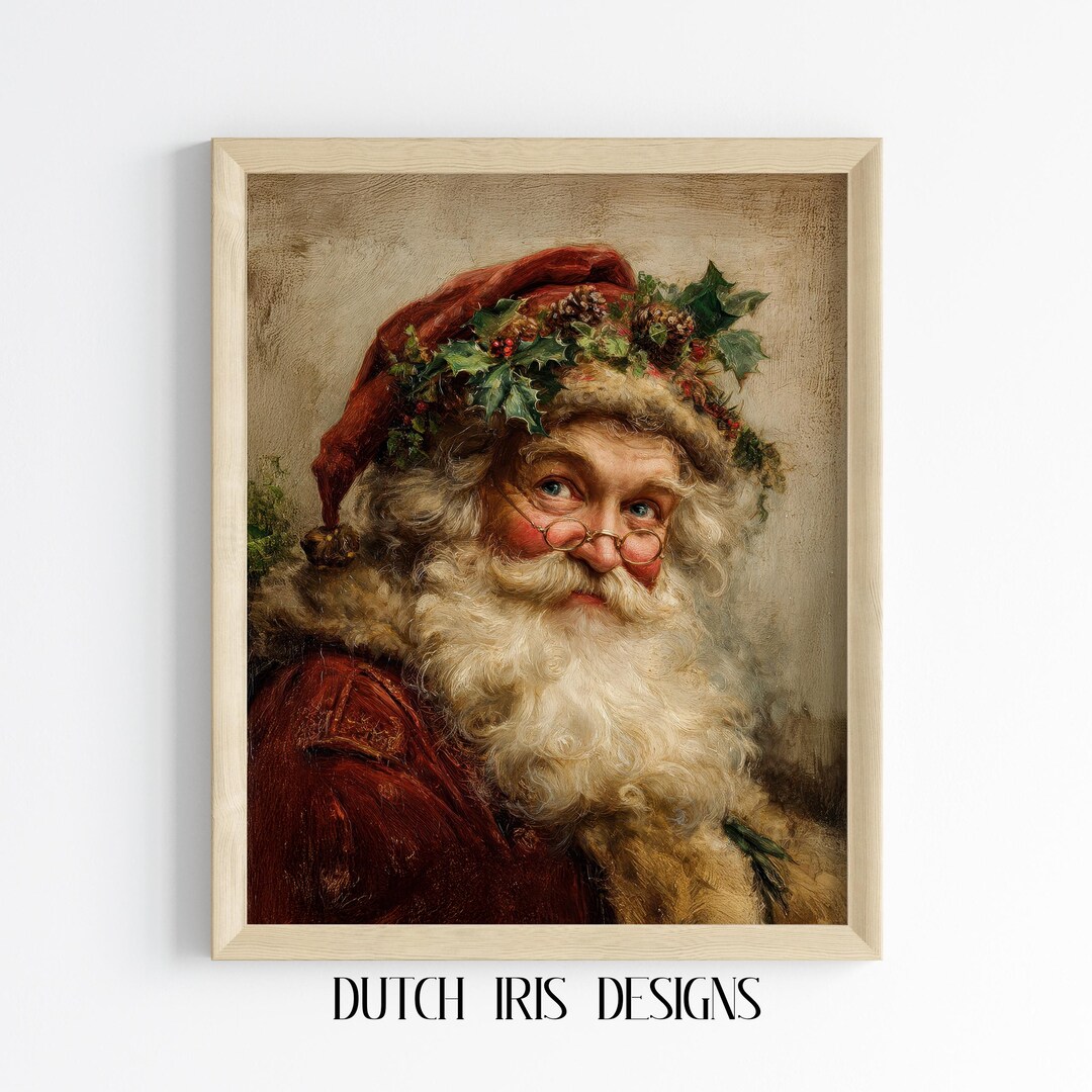 Vintage Santa Claus Print - Classic Christmas Wall Art, Festive Holiday ...