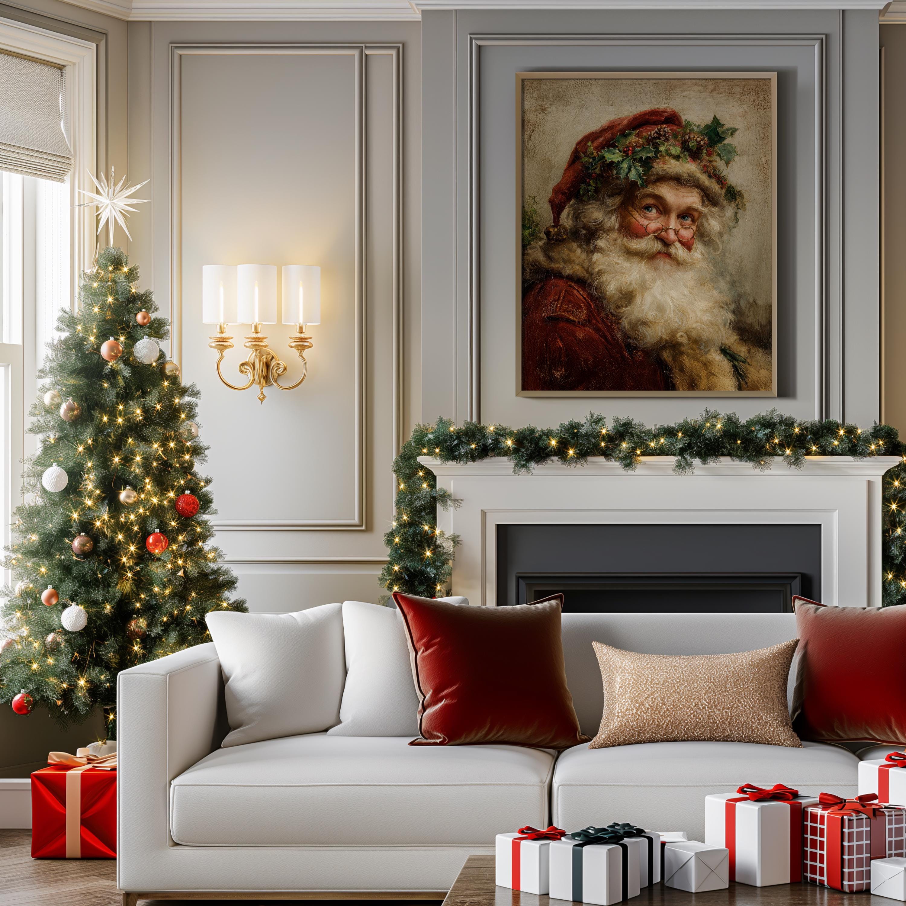 Vintage Santa Claus Print - Classic Christmas Wall Art, Festive Holiday ...