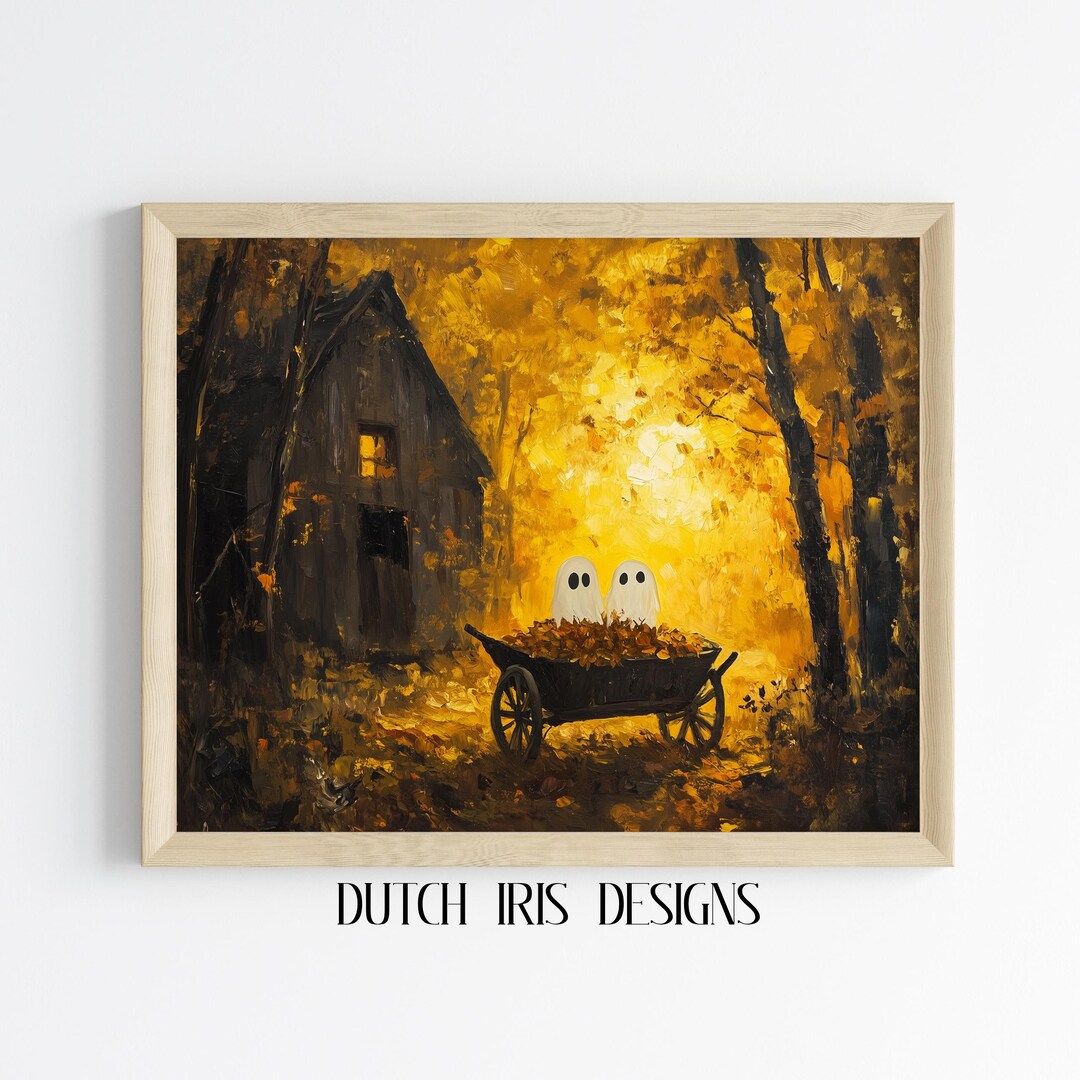 Rustic Barnyard at Sunset - Printable Halloween Art, Moody Fall Scene ...