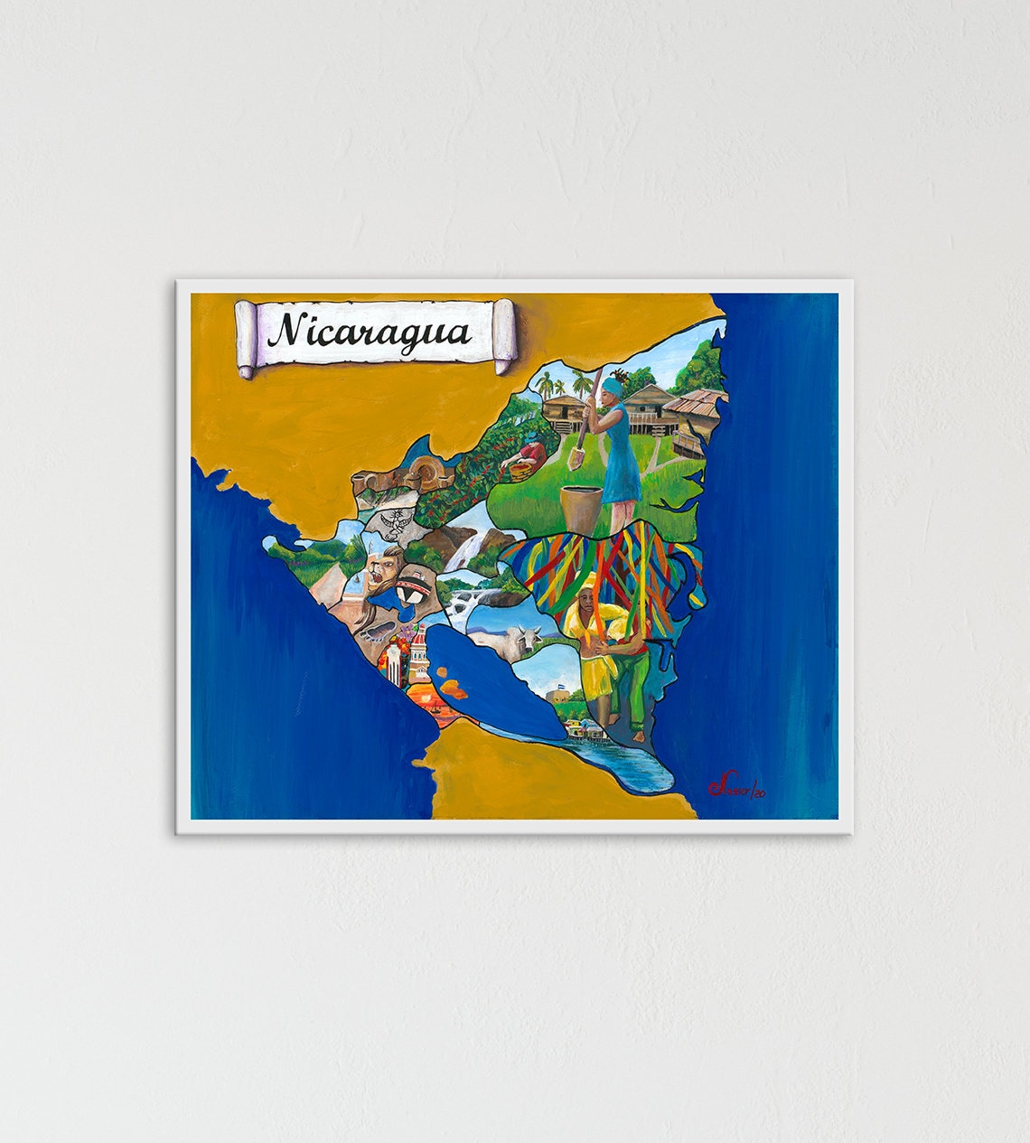 Map of Nicaragua by Nasser Mejia Moreno - Etsy