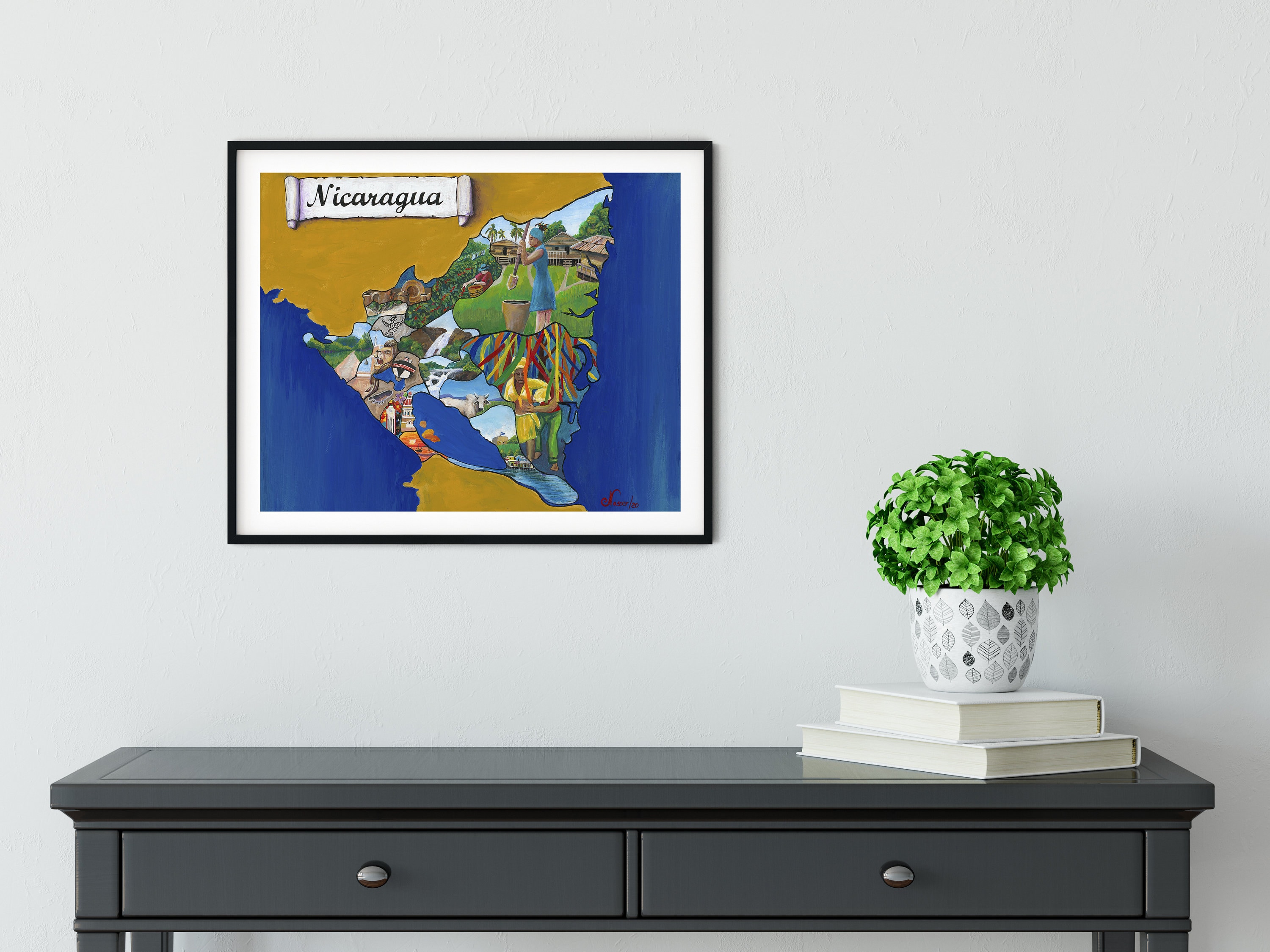 Map of Nicaragua by Nasser Mejia Moreno - Etsy