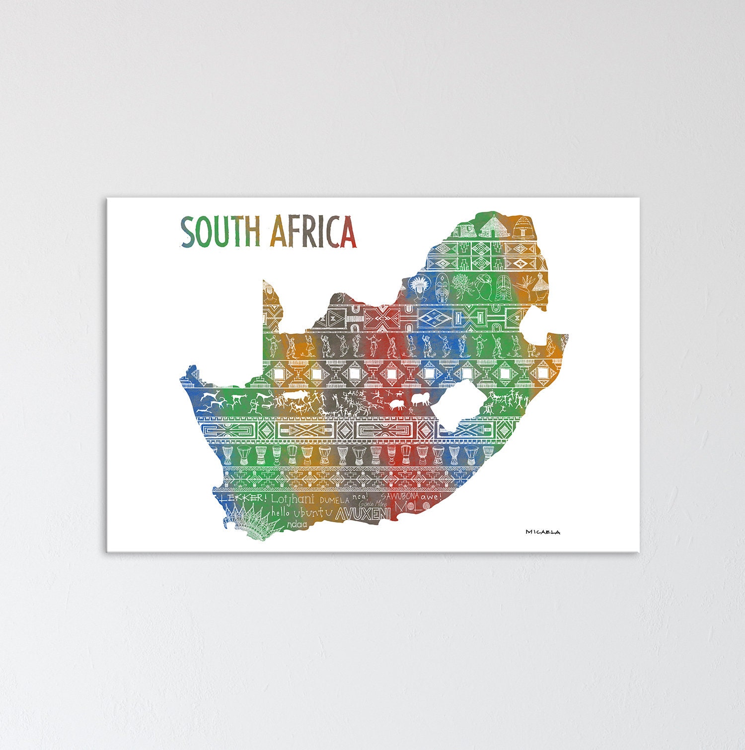 Map of South Africa Pattern (color) by Micaela Cloete - Etsy