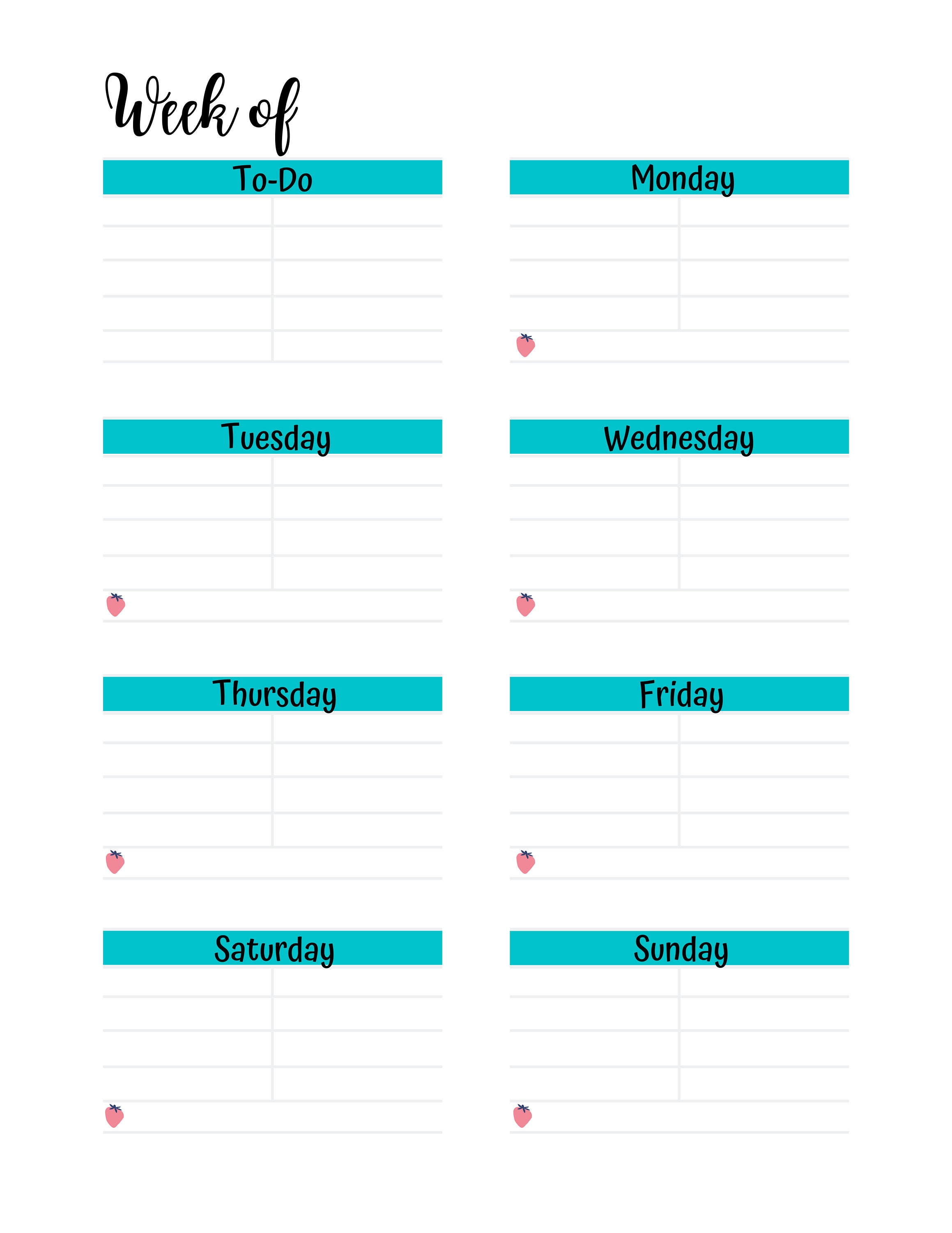 Weekly Checklist Printable