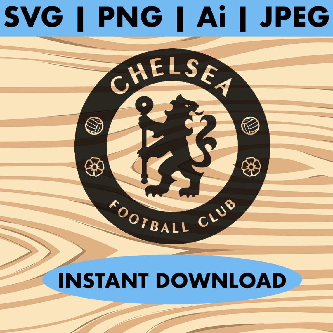 Chelsea FC logo clipart svg ai png jpeg vector image Instant | Etsy