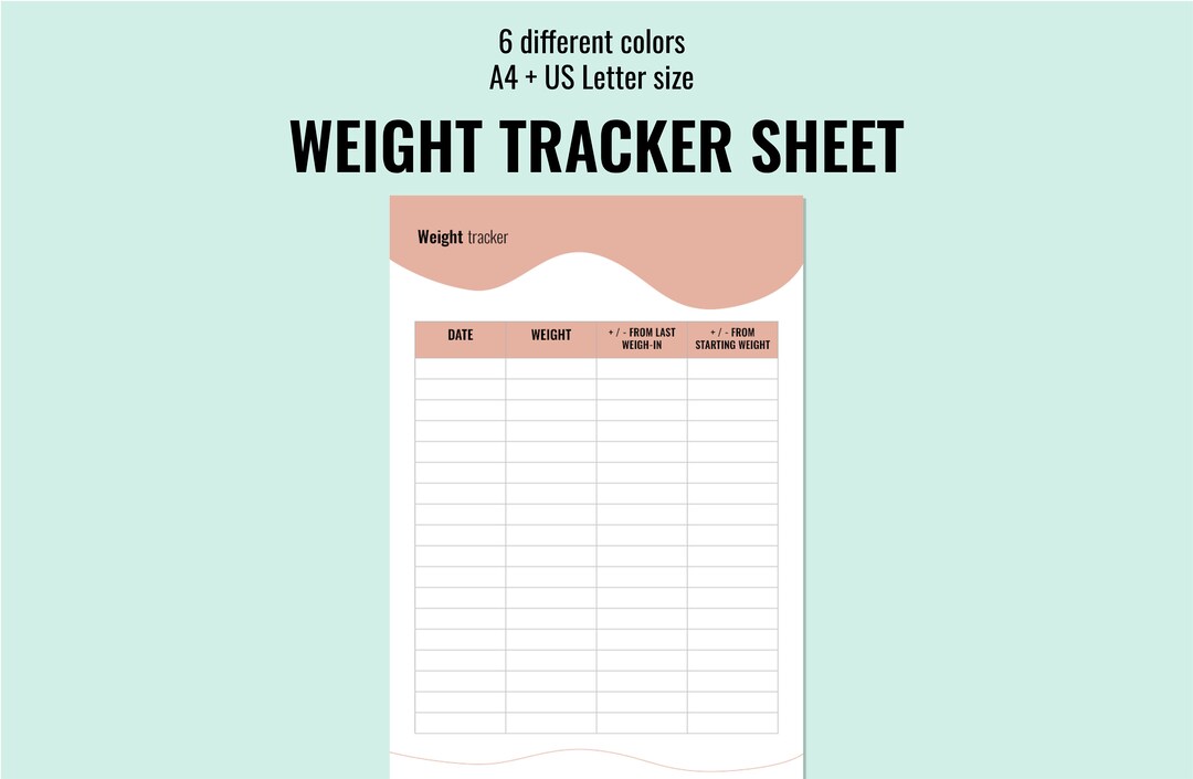 Digital Printable Weight Tracker, Weight Loss Journal, Weight Log ...