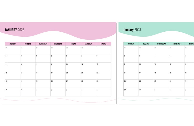 Digital Printable 2023 Monthly Calendar 2023 Monthly Planner - Etsy