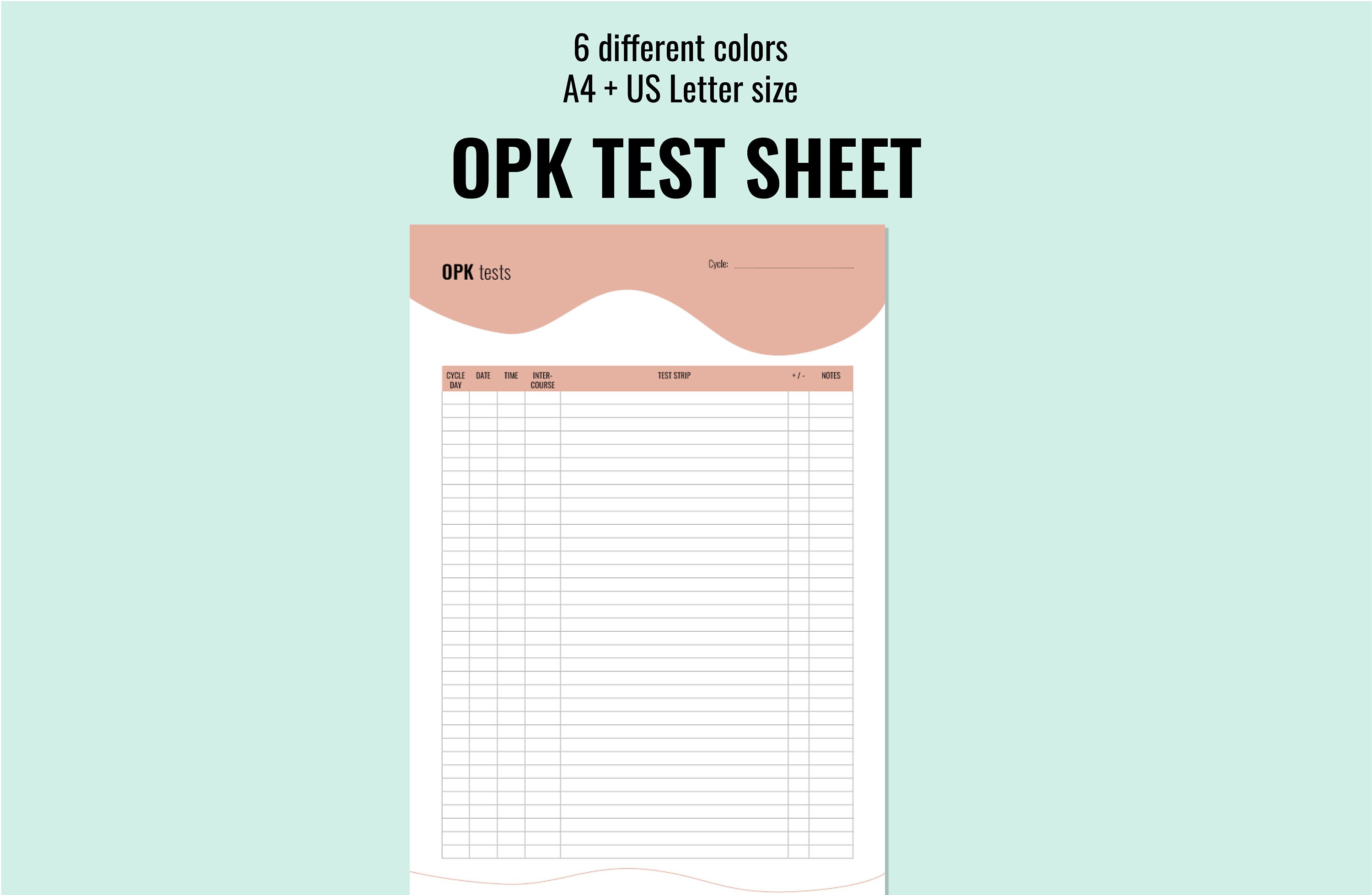 Digital Printable OPK Test Sheet, Pregnancy Test Sheet, Fertility ...