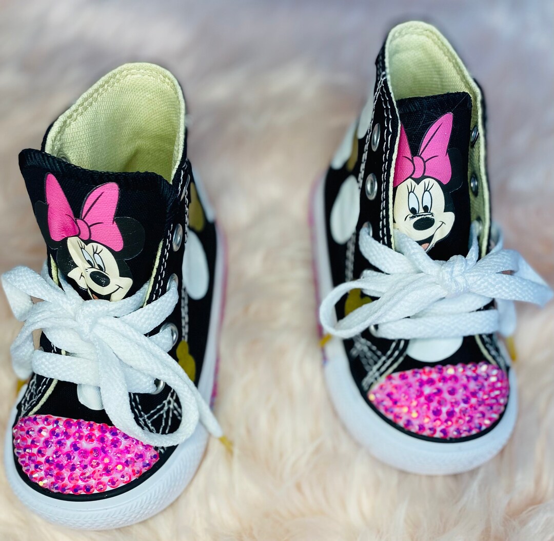 Custom Pink Bling Inspired Minnie Mouse Bling Converse - Etsy