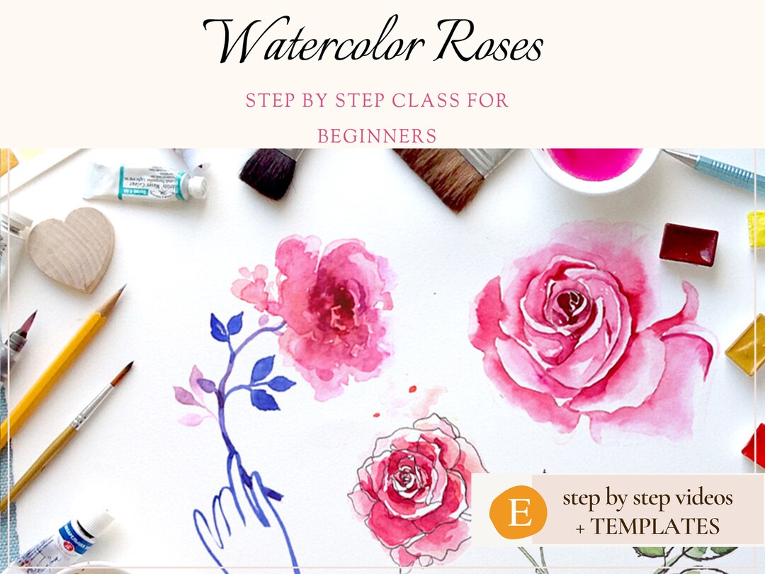 Painting Roses Watercolor Video Tutorials for Beginners, DIY Artwork ...