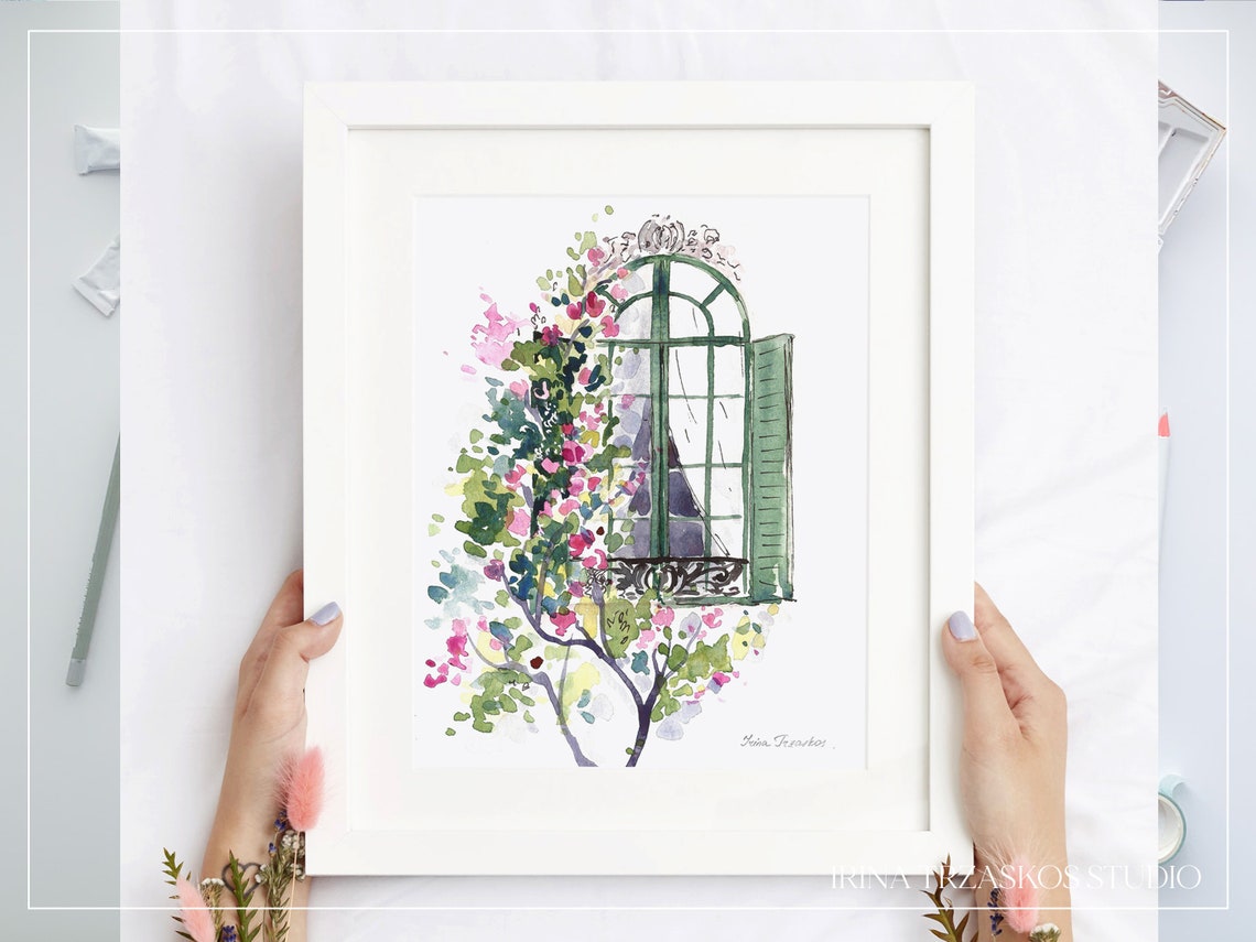 Floral Window Watercolor Tutorial for Beginners, DIY Artwork for Wall ...