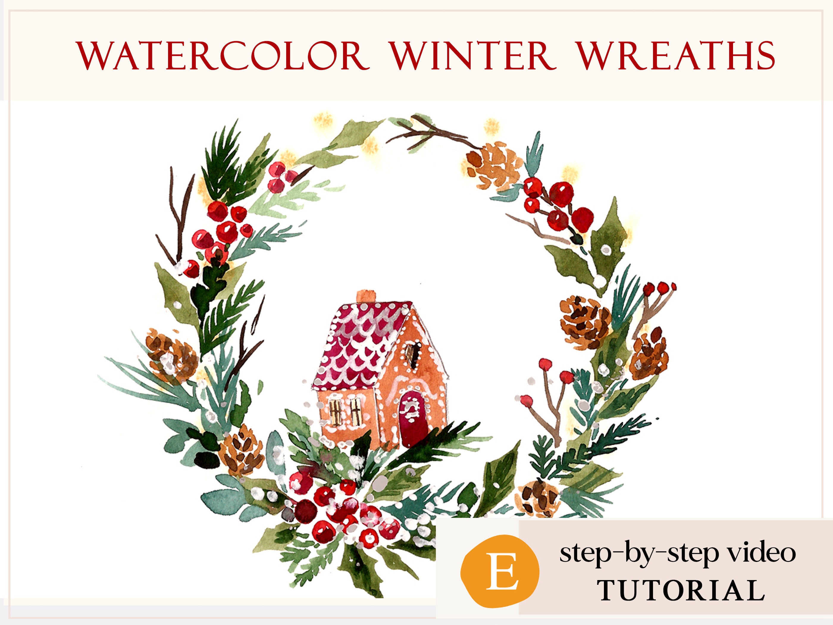 Watercolor Winter Wreaths Step by Step Tutorial for Beginners, DIY ...