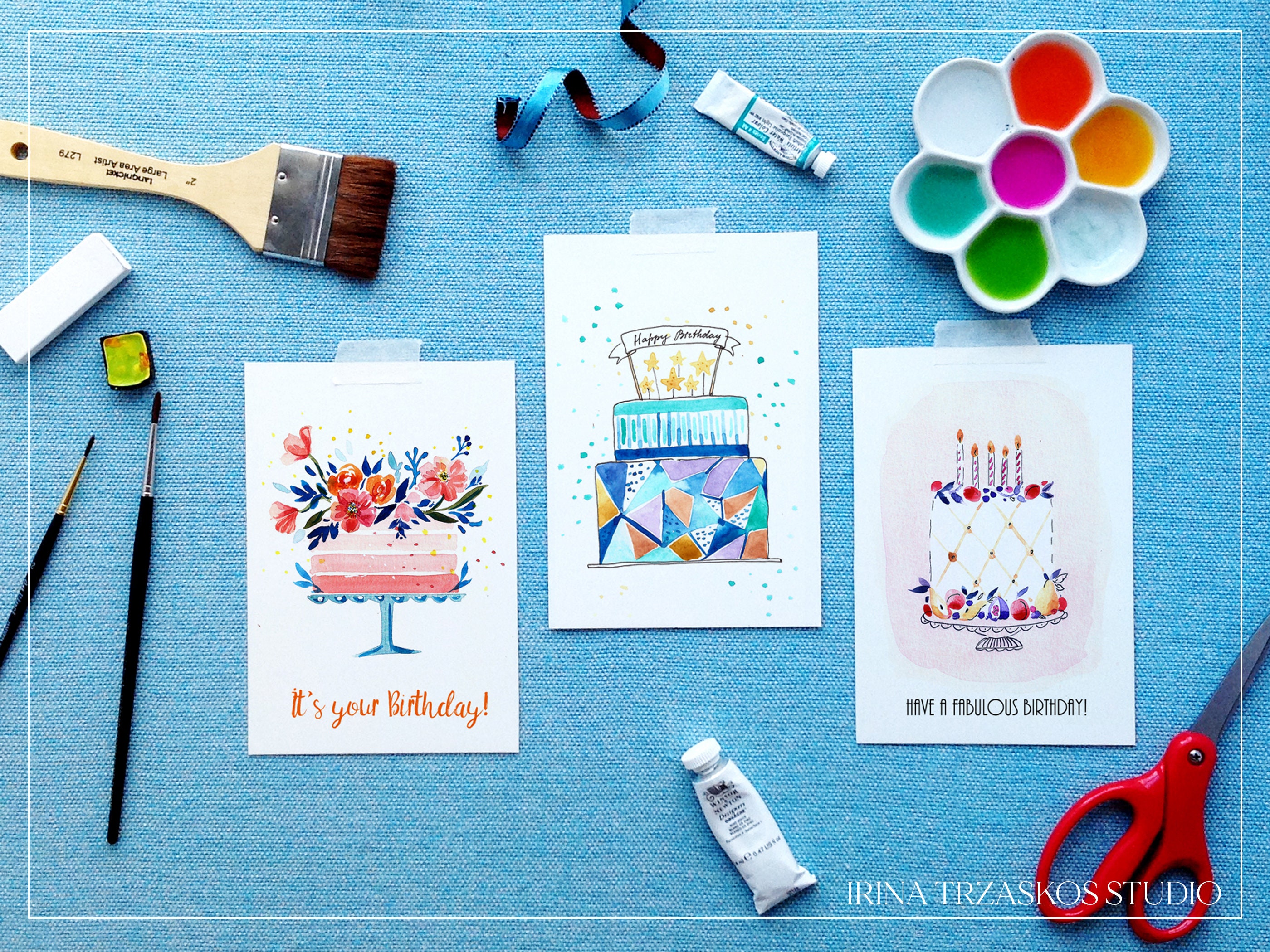 Birthday Cards - Tutorial for Beginners, DIY Artwork Watercolor ...