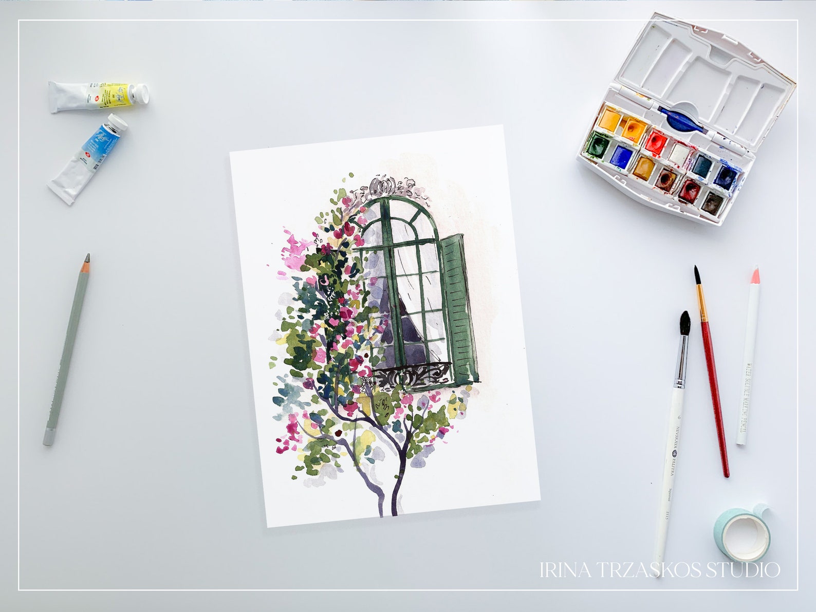 Floral Window Watercolor Tutorial for Beginners, DIY Artwork for Wall ...