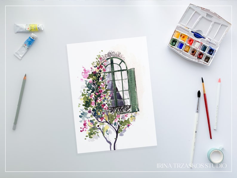 Floral Window - Watercolor Tutorial for Beginners, DIY Artwork for Wall ...