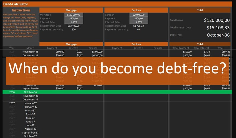 Debt Payoff Calculator Excel Template Etsy Debt Payoff Calculator Excel Template Etsy