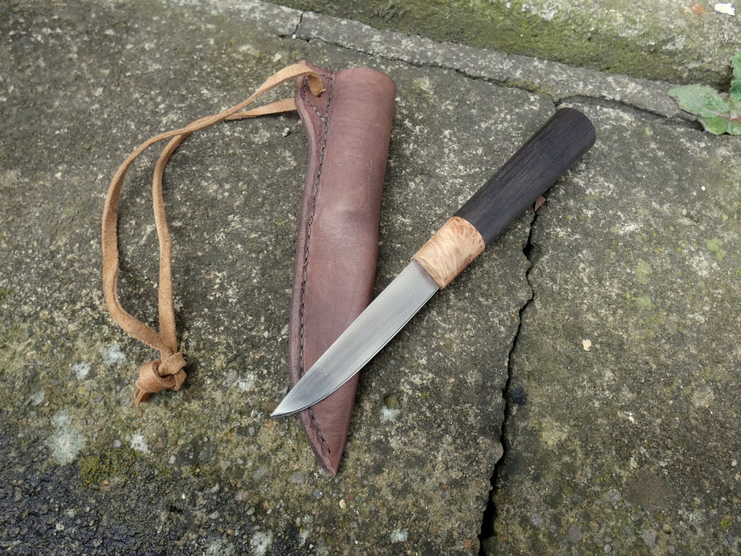 Medium Handmade Viking/slavic Knife With Leather Scabbard - Etsy