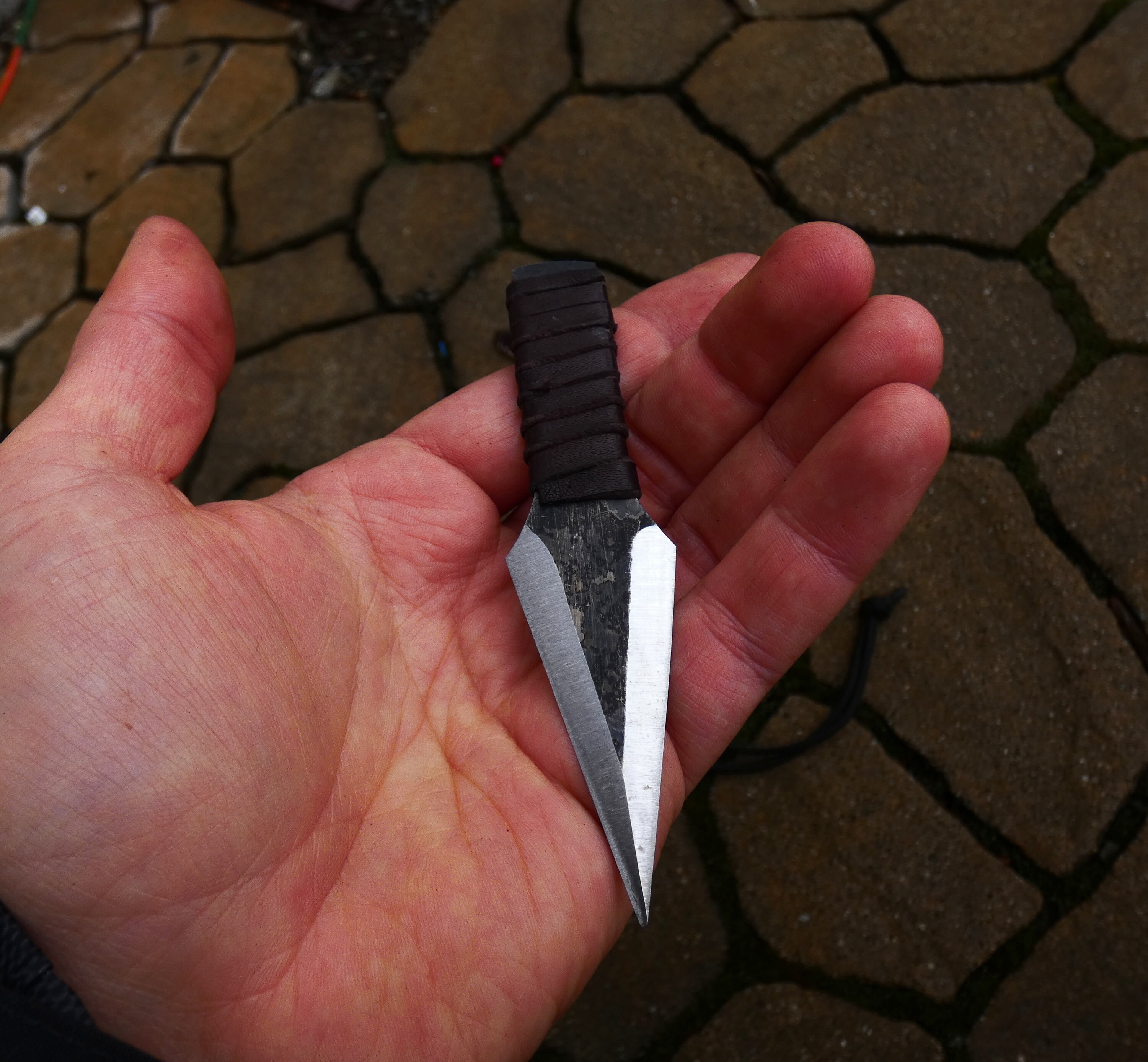 Small Custom EDC Pendant Handmade Recycled Kunai Neck With Leather ...