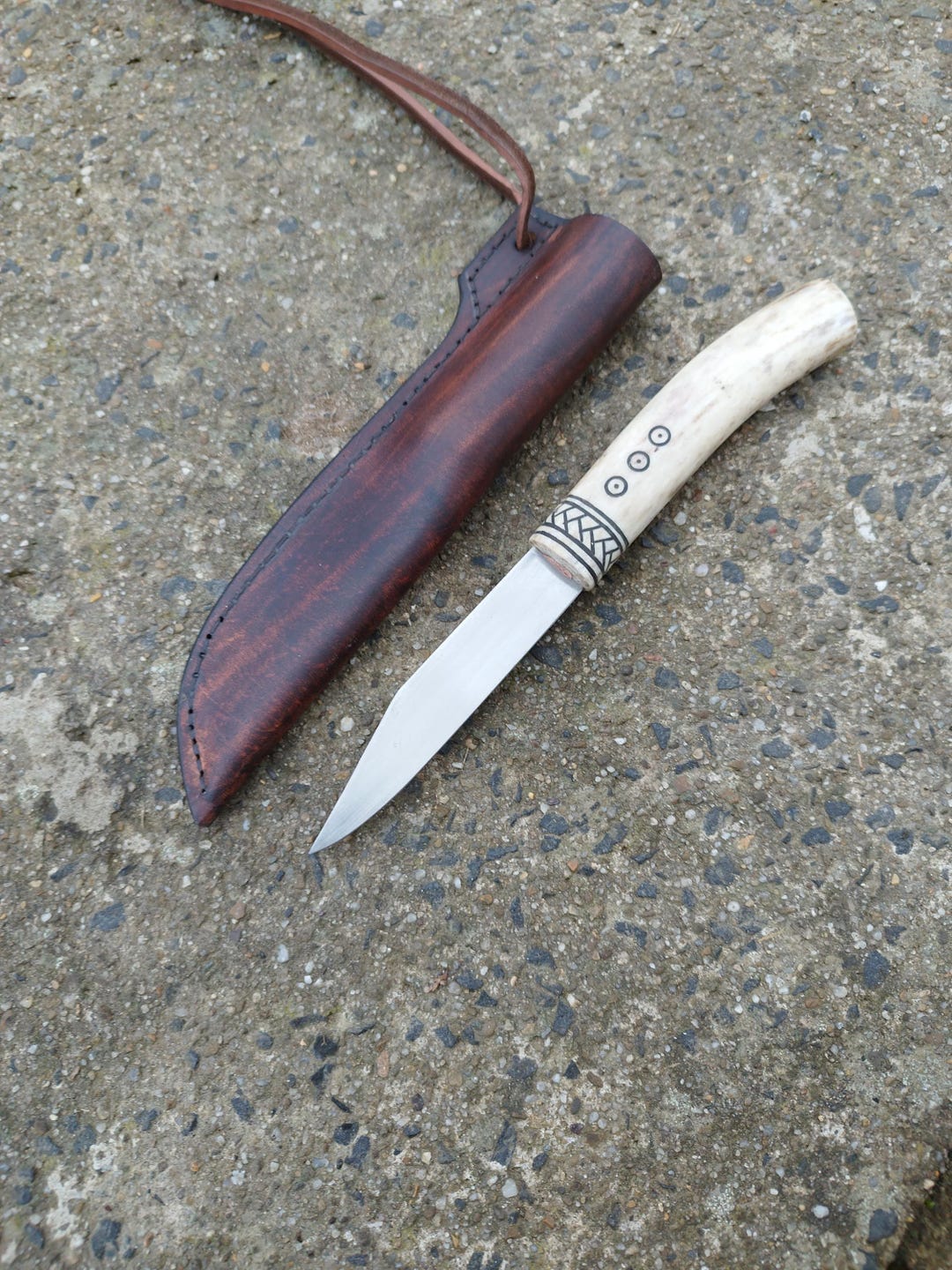Handmade Viking/slavic Knife With Carved Antler Handle and Sheath - Etsy