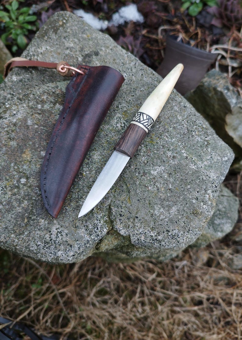 Medieval Neck Knife With Carved Antler Handle and Sheath - Etsy