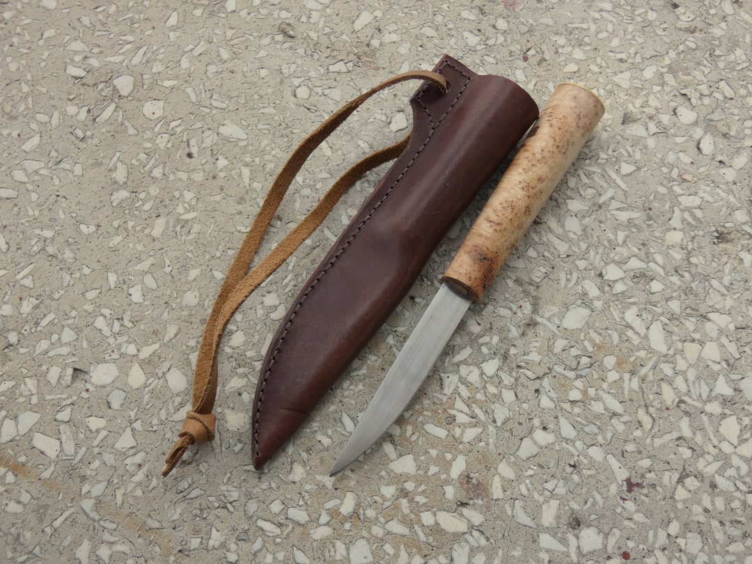 Medium Handmade Viking/slavic Knife With Leather Scabbard - Etsy