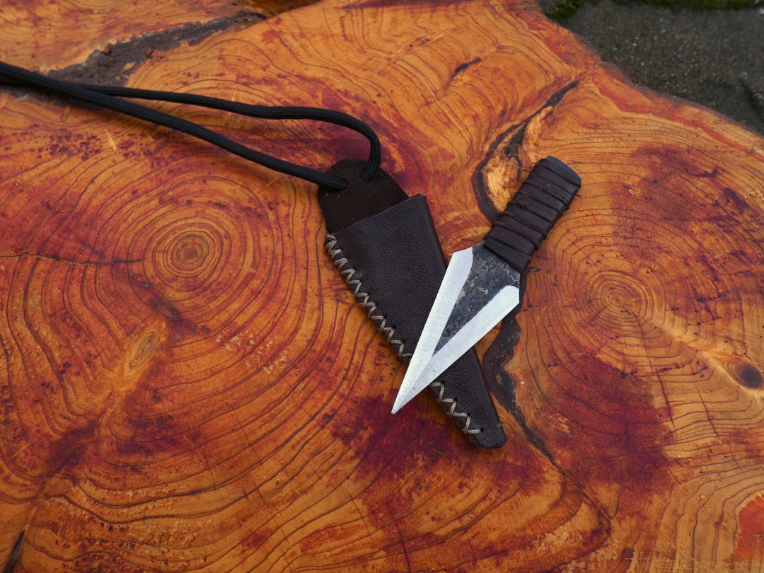 Small Custom EDC Pendant Handmade Recycled Kunai Neck With Leather ...