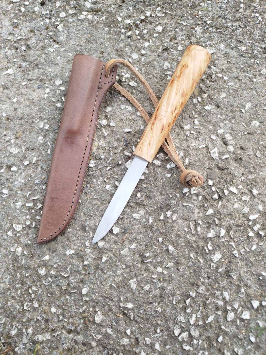 Medium Handmade Viking/slavic Knife With Leather Scabbard - Etsy