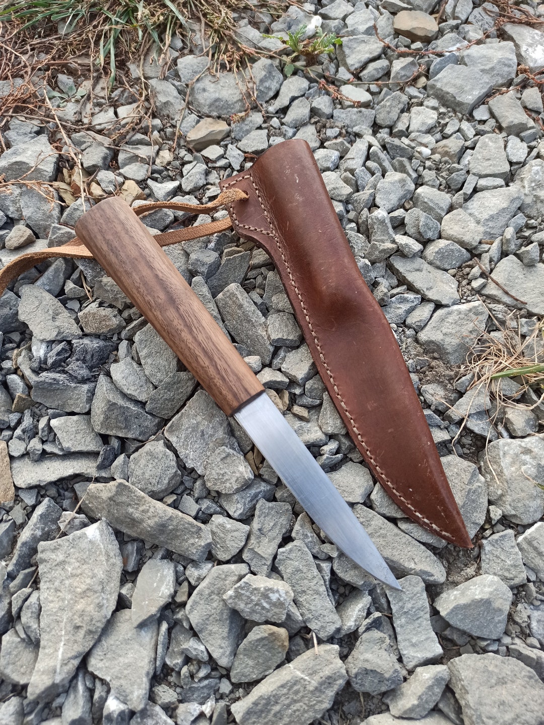 Medium Handmade Viking/slavic Knife With Leather Scabbard - Etsy